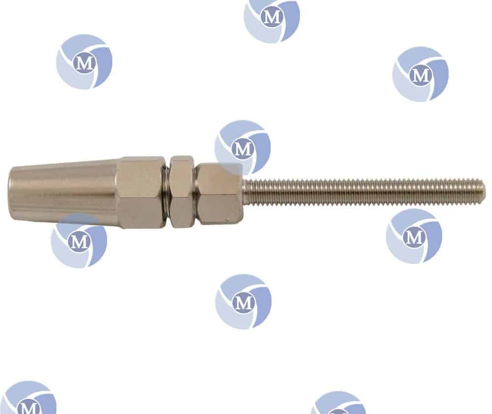 Embout fileté à sertissage manuel rapide M6 Ø 4mm Gauche (Inox)